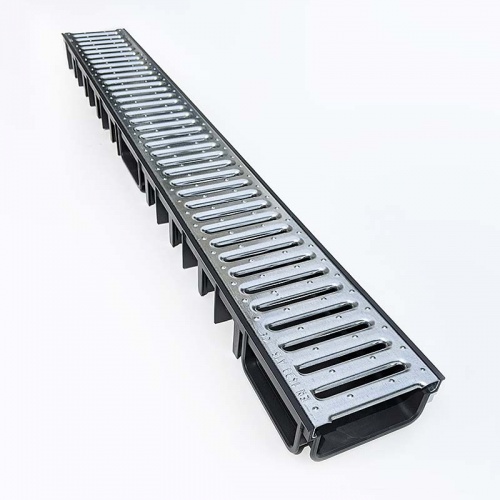 4All Shallow Channel x 1m Galvanised Grate | Drainage Shop