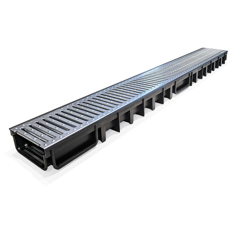 4All Shallow Channel x 1m Galvanised Grate | Drainage Shop